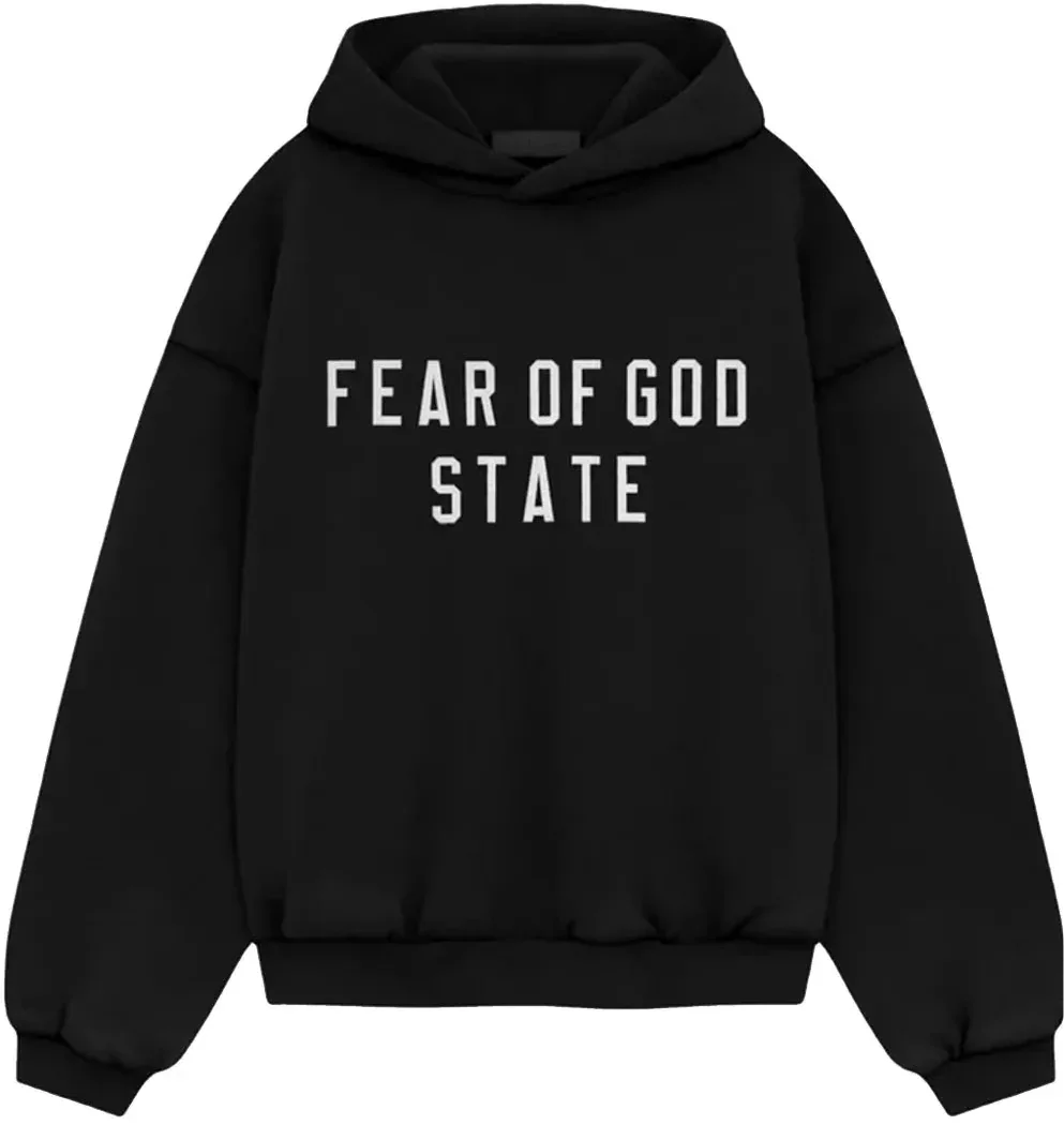 Fear of God Essentials 90s Hoodie Black – קפוצון אסנשיילס לגברים – ALPHET